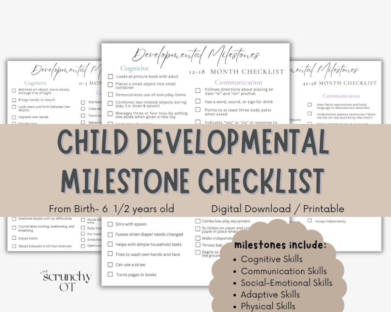 Developmental Milestone Checklist for Children birth to 6 1/2 Years Old ...