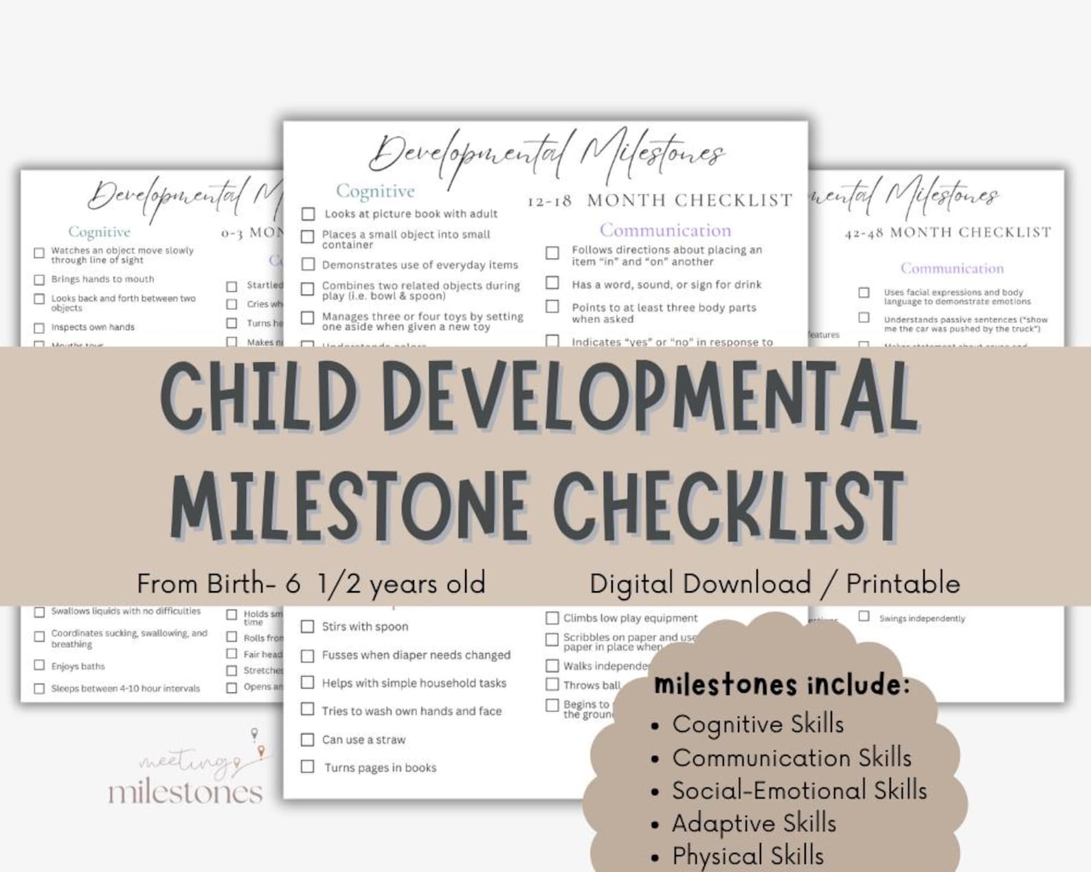 Developmental Milestone Checklist for Children (birth to 6 1/2 Years ...