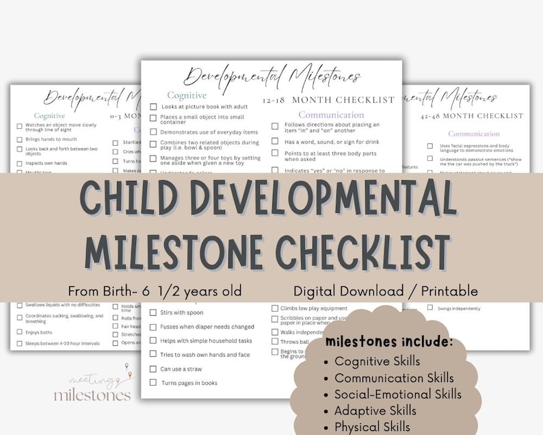 Developmental Milestone Checklist for Children (birth to 6 1/2 Years ...