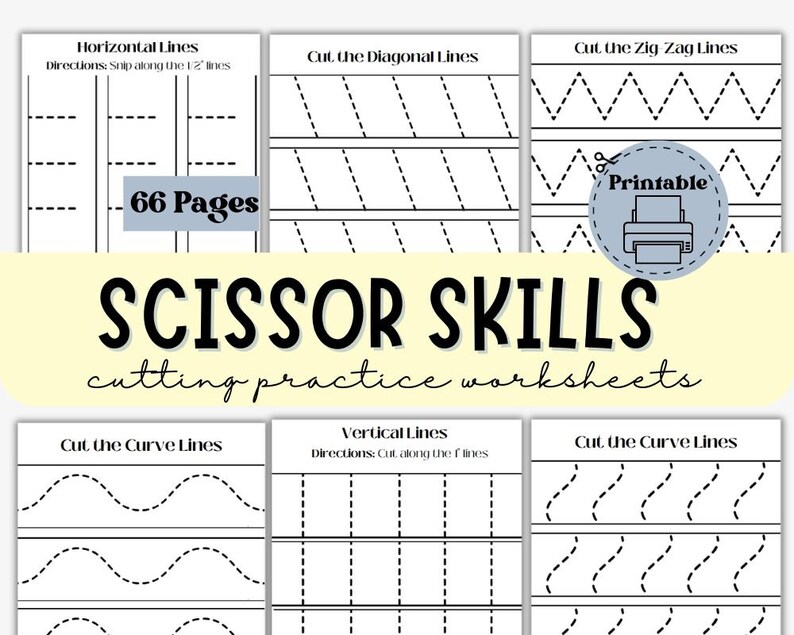 Scissor Cutting Practice Worksheets Strips, Scissor Skills Printable ...
