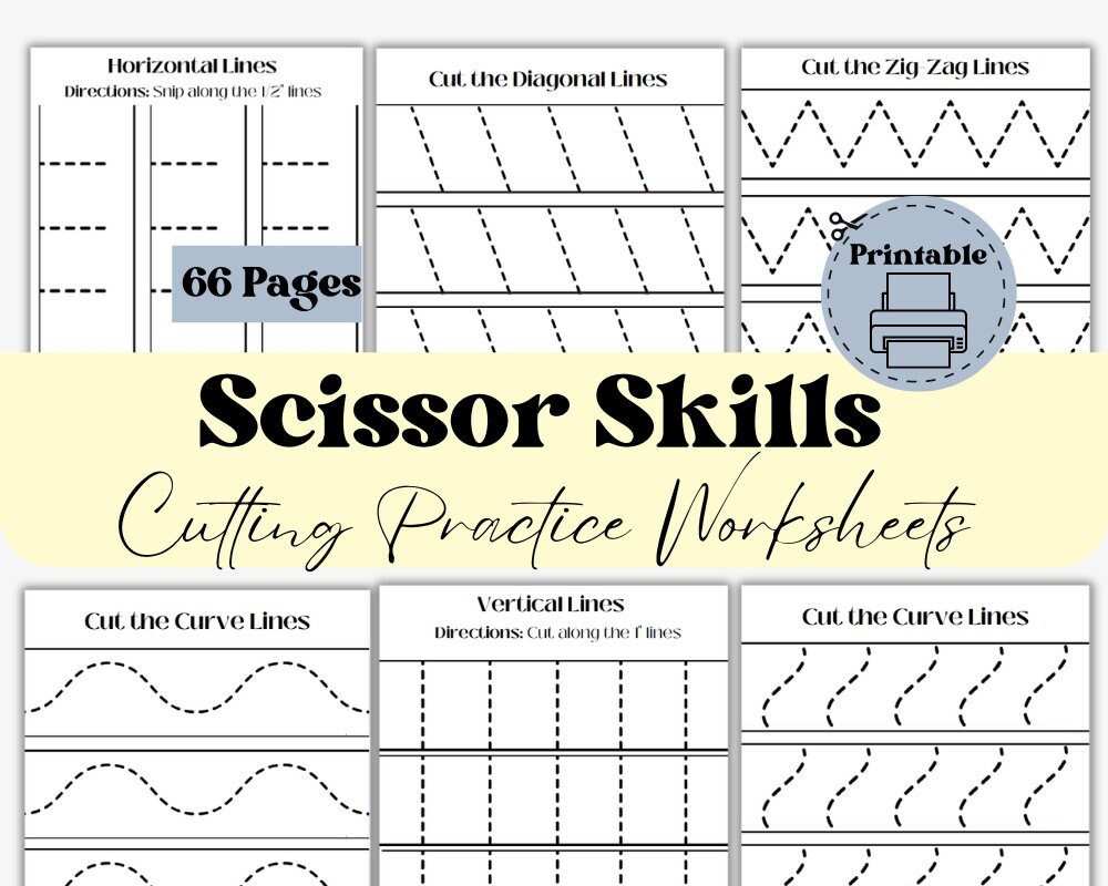 Scissor Cutting Practice Worksheets Strips, Scissor Skills Printable ...