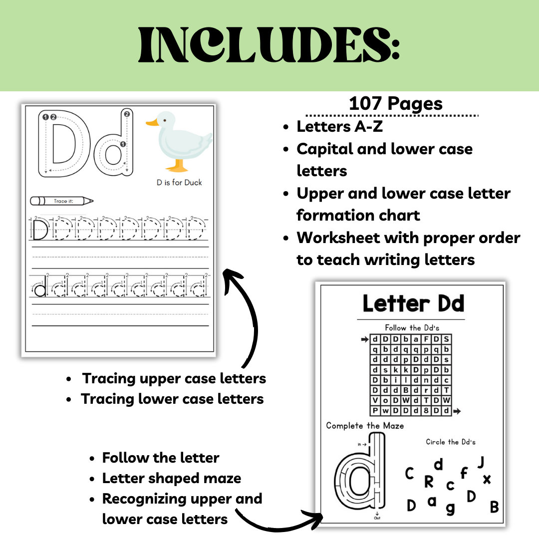 Alphabet Letter Formation Worksheets, Writing Practice, Tracing ...