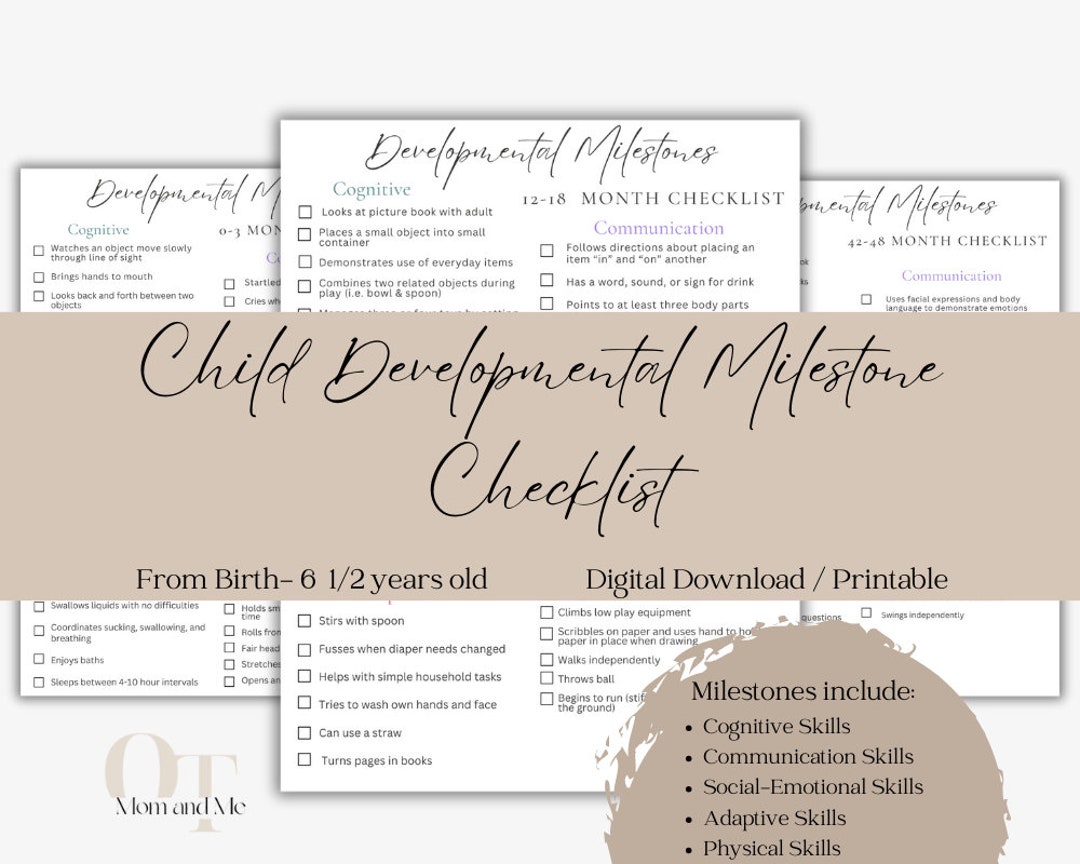Developmental Milestone Checklist for Children birth to 6 1/2 Years Old ...