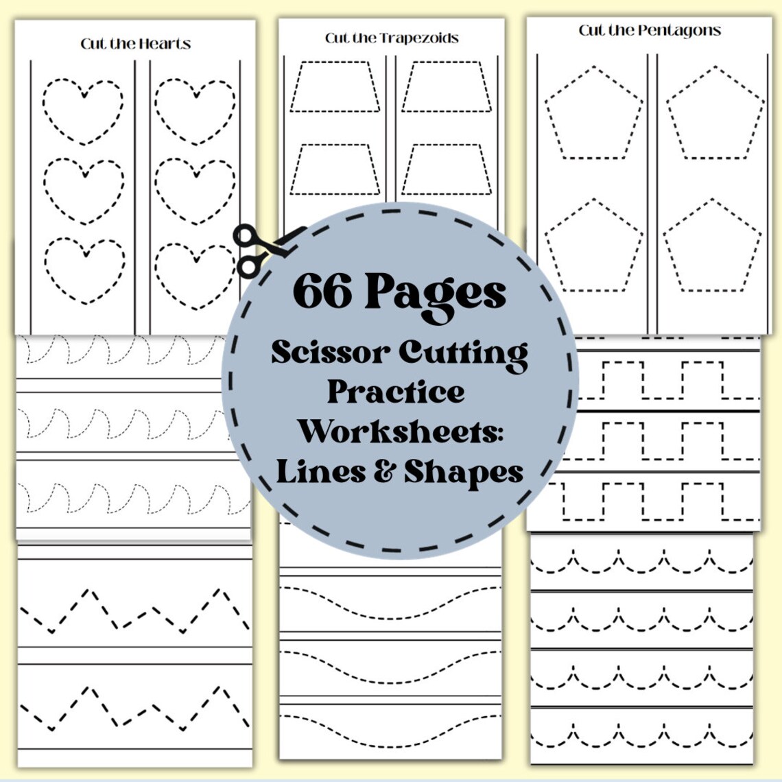Scissor Cutting Practice Worksheets Strips, Scissor Skills Printable ...