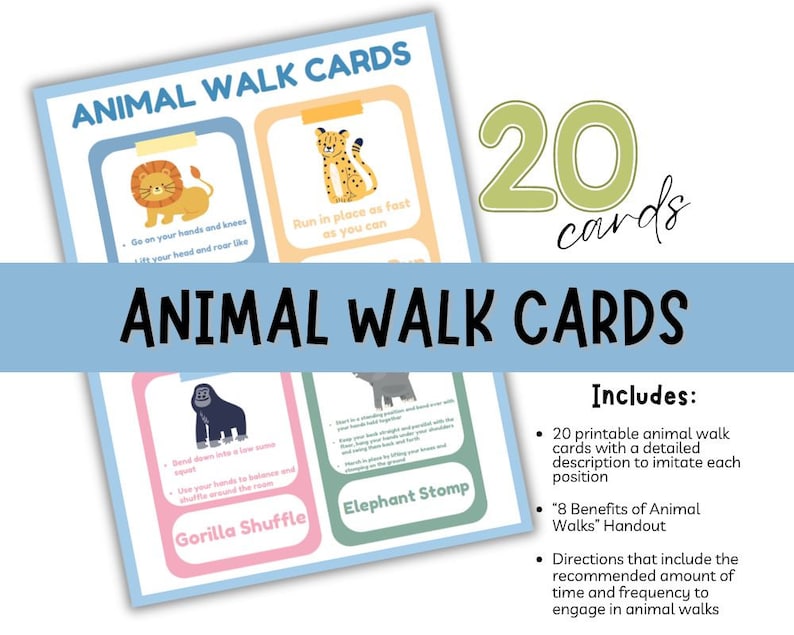 Animal Walks, Animal Movement Cards, Pediatric Therapy, Body Awareness ...
