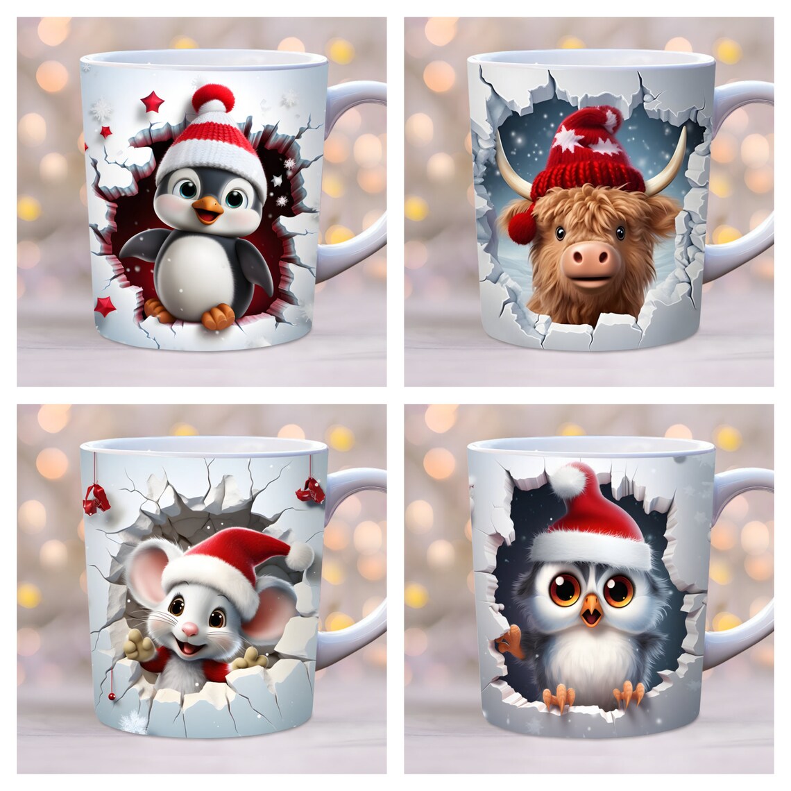 3d Christmas Mug Wrap Bundle, 11oz and 15oz Mug Template, Snowman Mug ...
