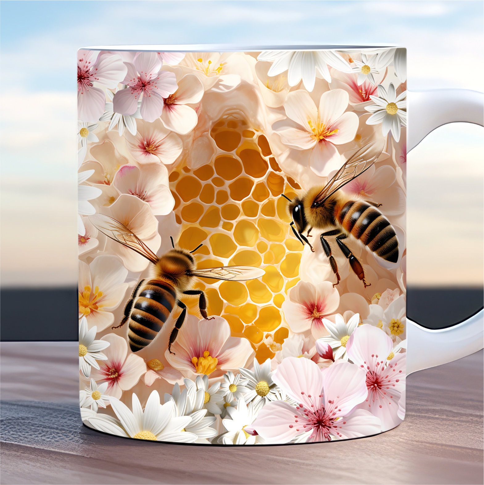 3d Honey Bee Mug Wrap 3d Insect Mug Wrap 11oz and 15oz Mug - Etsy UK