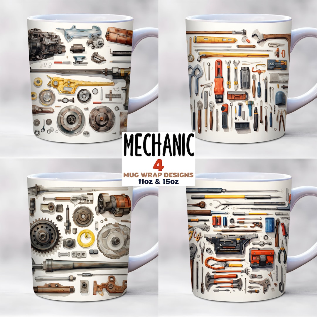 Mechanic Tools Mug Wrap Bundle PNG, 11oz and 15oz Mug Wrap Template ...