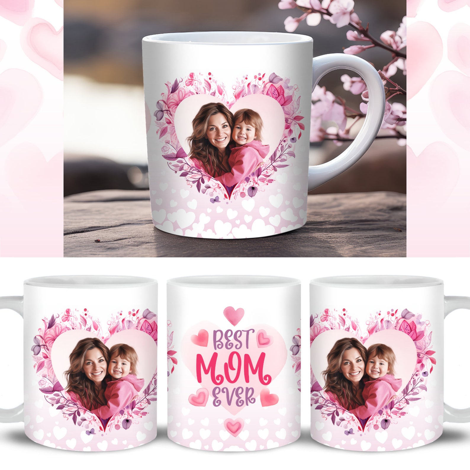 Mothers Day Mug Wrap, Photo Mug Wrap, PNG, 11oz and 15 Oz Mug Design ...