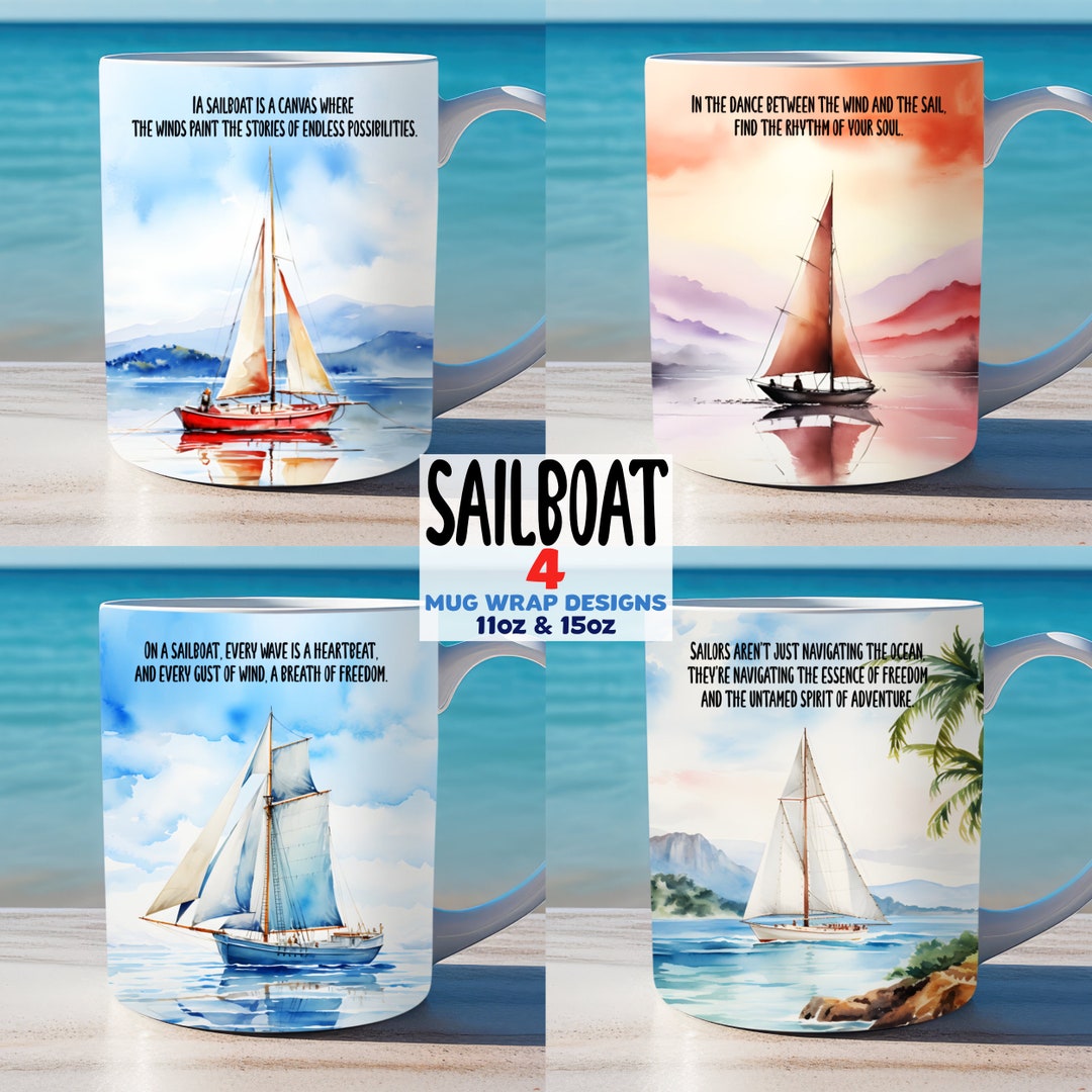 Sailboat Mug Wrap Bundle, 11oz and 15oz Mug PNG, Ocean Mug Wrap ...