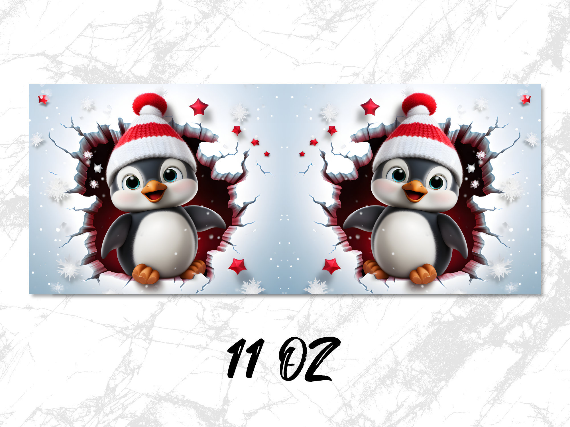 3d Cute Baby Penguin Mug Wrap Png, 3d Christmas Mug Wrap Png, Animal ...