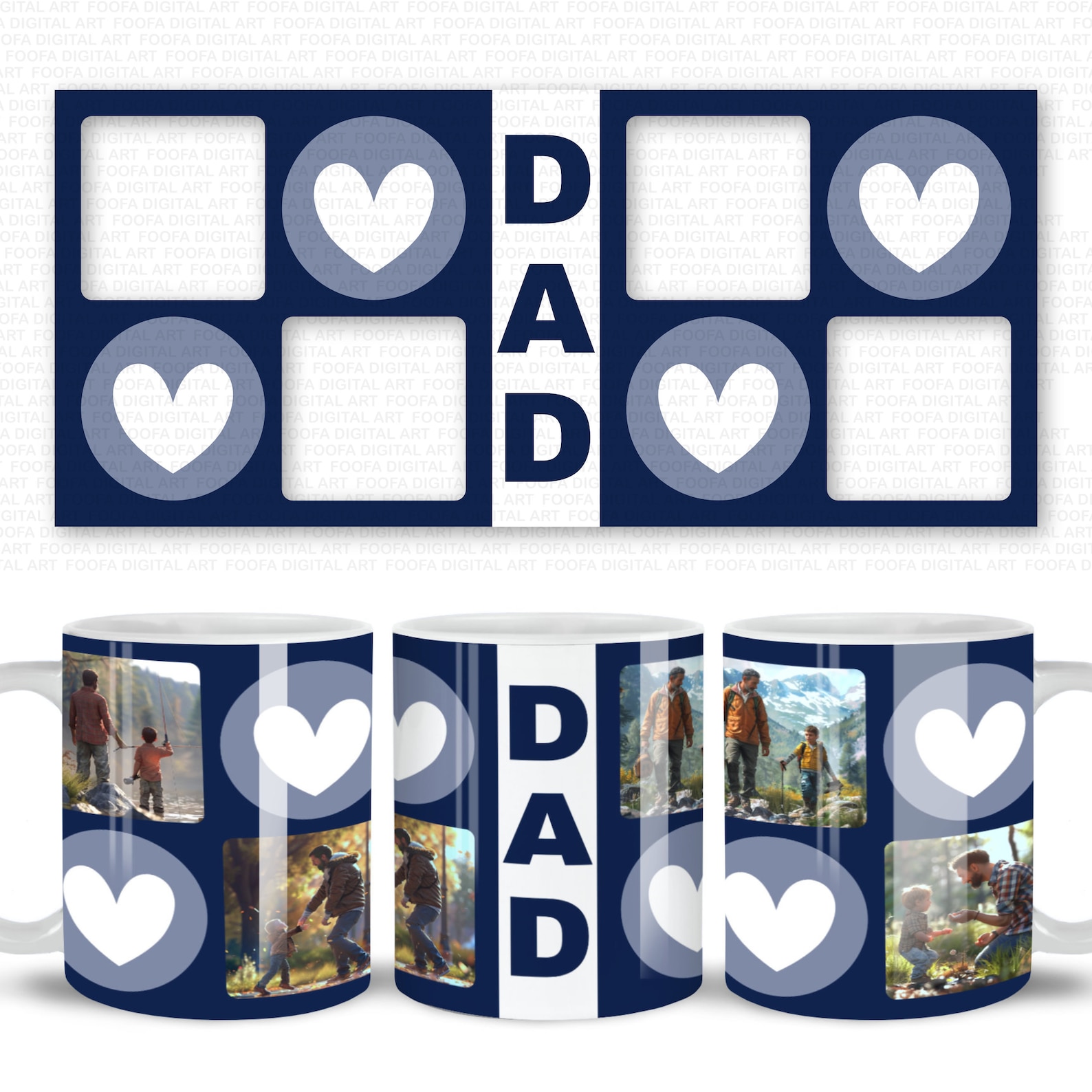 Dad Photo Mug Wrap, PNG File for Sublimation, Father's Day Mug Template ...