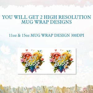 Lady Boss Mug Wrap, 11oz, 15oz Mug Template PNG, Boss Babe Mug Wrap ...
