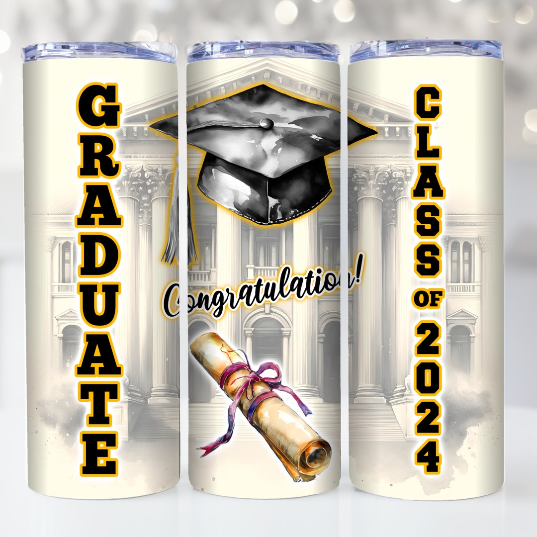 Graduate Class of 2024 Tumbler Wrap, 20oz Skinny Tumbler PNG, Straight ...