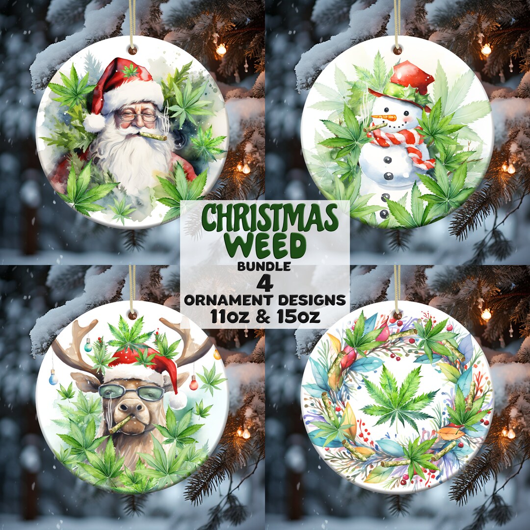 Funny Christmas Weed Ornament Bundle Png, Ornament Sublimation, Funny ...