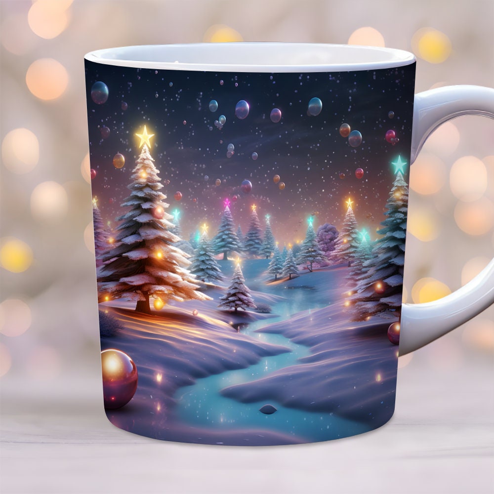 3d Christmas Tree Mug Wrap Png, 3d Christmas Mug Wrap, 11oz and 15oz ...