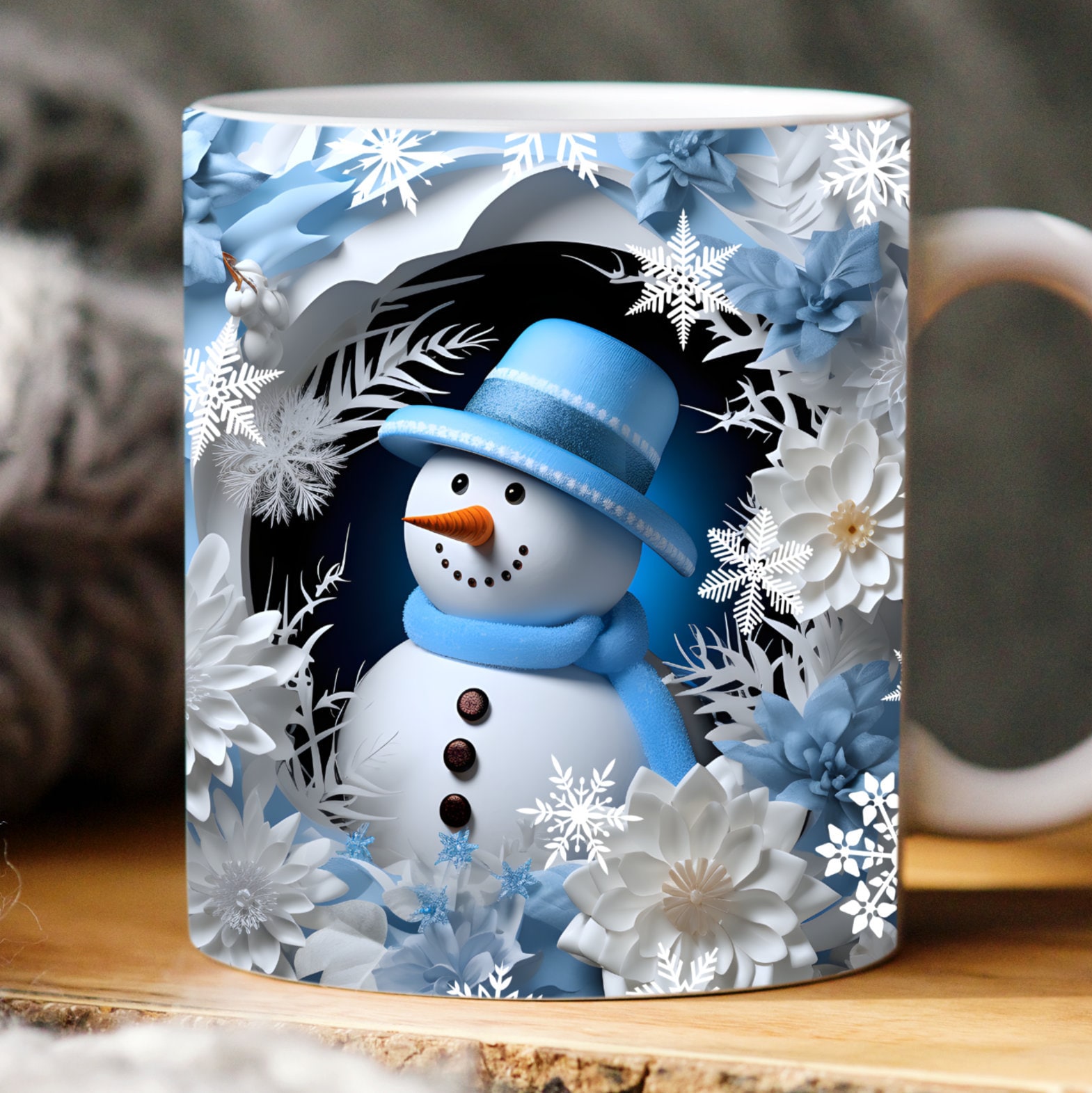 3d Christmas Mug Wrap Bundle, 3d Snowman Mug Wrap, Hole in Wall Mug ...