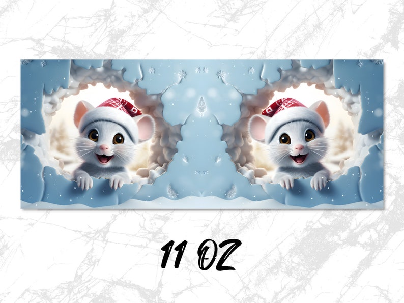 3d Cute Baby Mouse Mug Wrap Png 3d Christmas Mug Wrap Png - Etsy