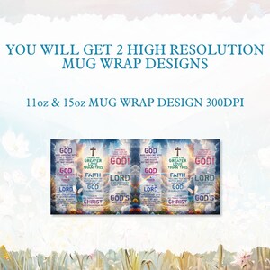 Christian Quotes Mug Wrap, 11oz and 15oz Mug Template, Faith Mug Wrap ...