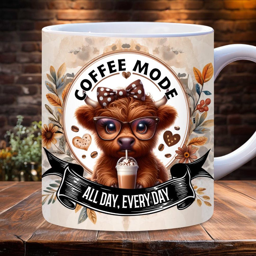 Coffee Addict Mug Wrap, 11oz and 15oz PNG Sublimation Template ...