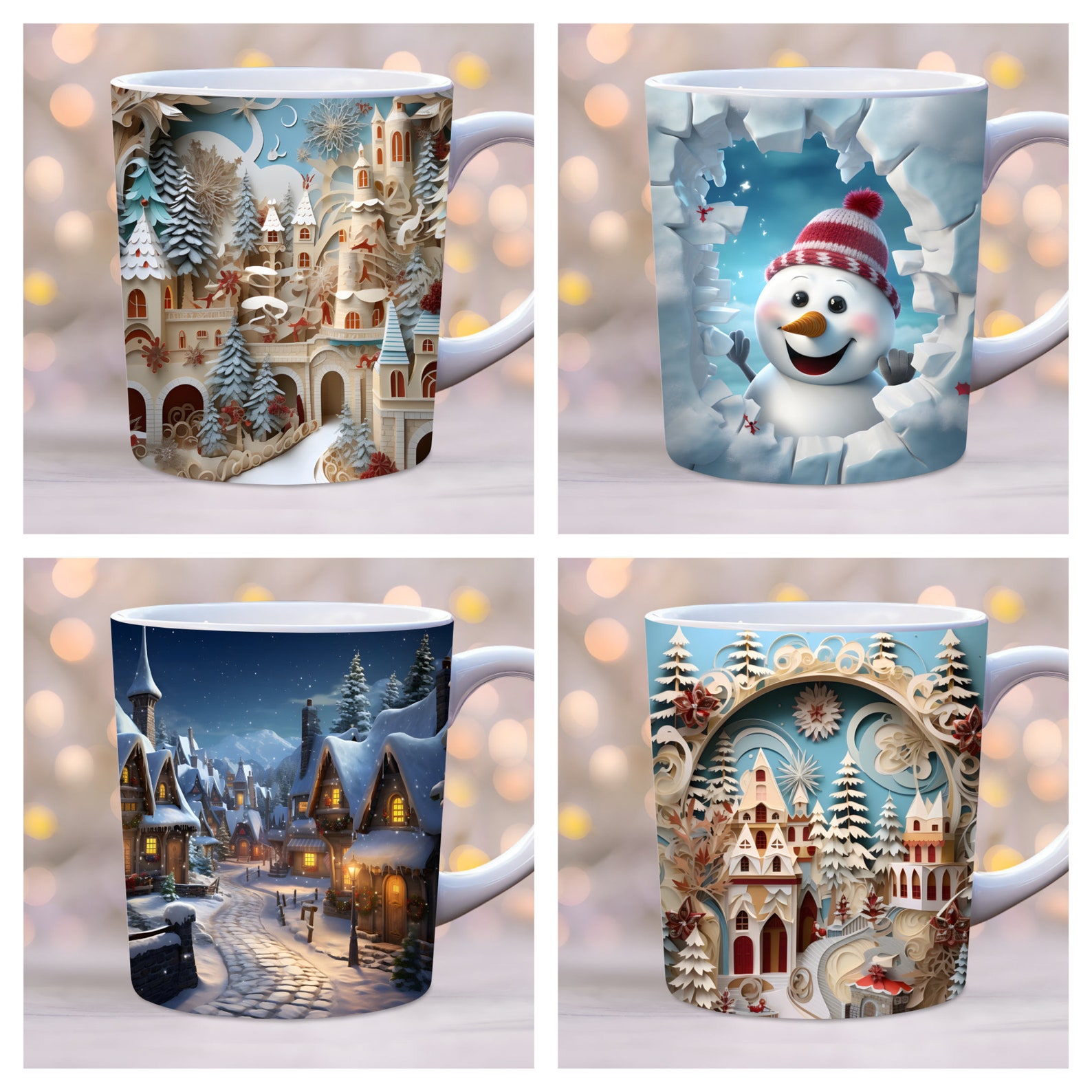 3d Christmas Mug Wrap Bundle 11oz and 15oz Mug Template - Etsy Canada