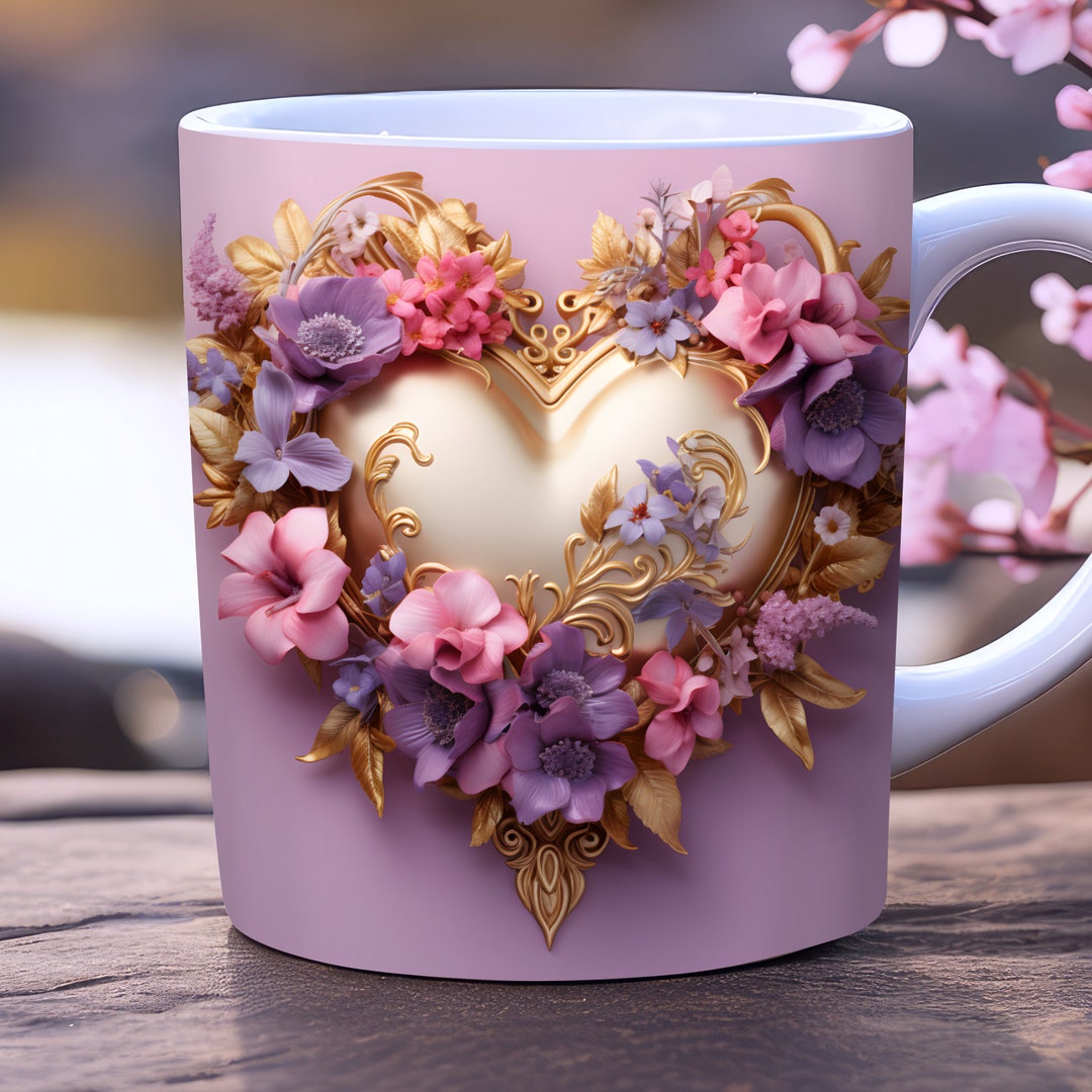 3d Valentine Mug Wrap Png 11oz And 15 Oz Mug Design Wedding Mug Wrap