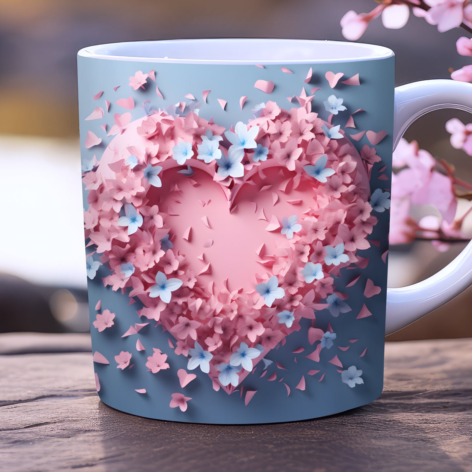3d Valentine Mug Wrap, PNG, 11oz and 15 Oz Mug Design, Wedding Mug Wrap ...