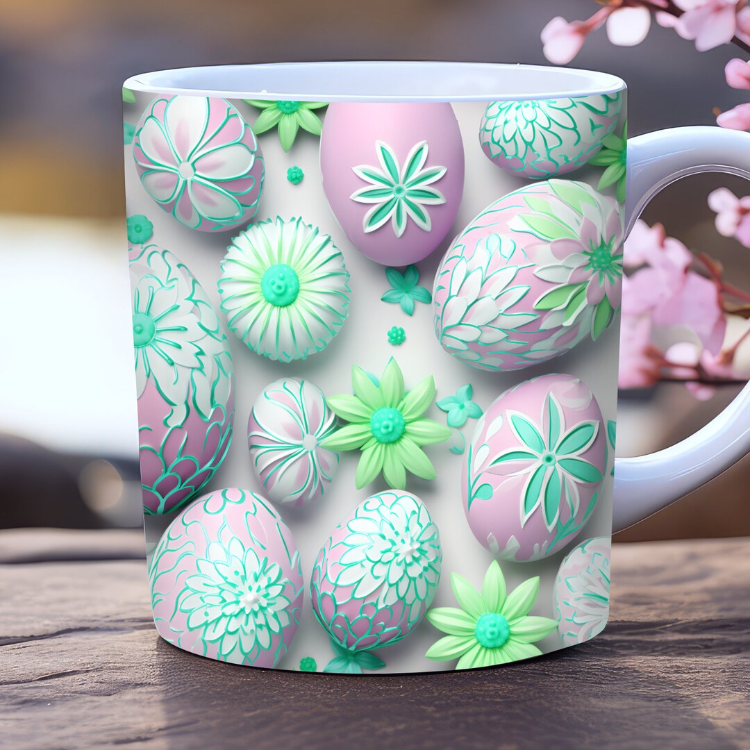 3d Easter Eggs Mug Wrap, PNG, 11oz and 15 Oz Happy Easter Mug Wrap ...