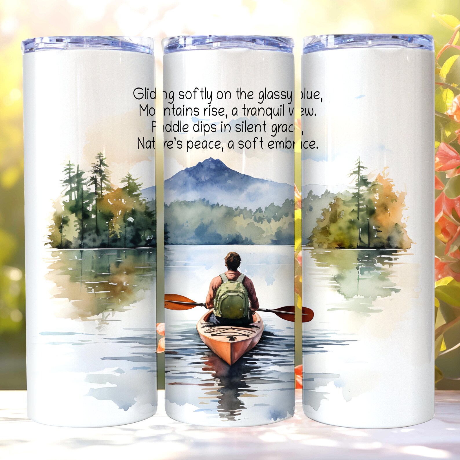 Kayaking Tumbler Wrap Bundle, 20oz Skinny Tumbler Sublimation PNG ...