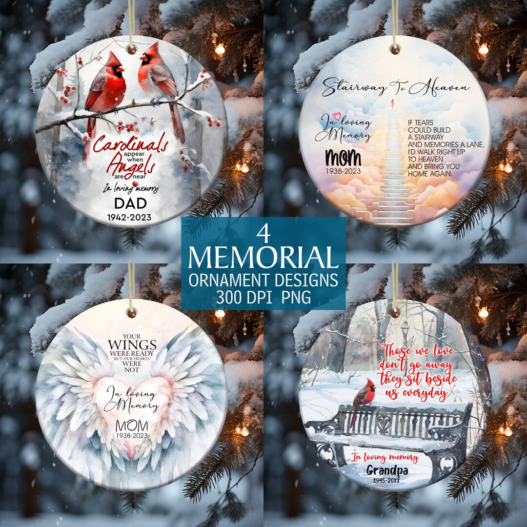 Memorial Ornament Bundle, Personalized Remembrance Ornament ...