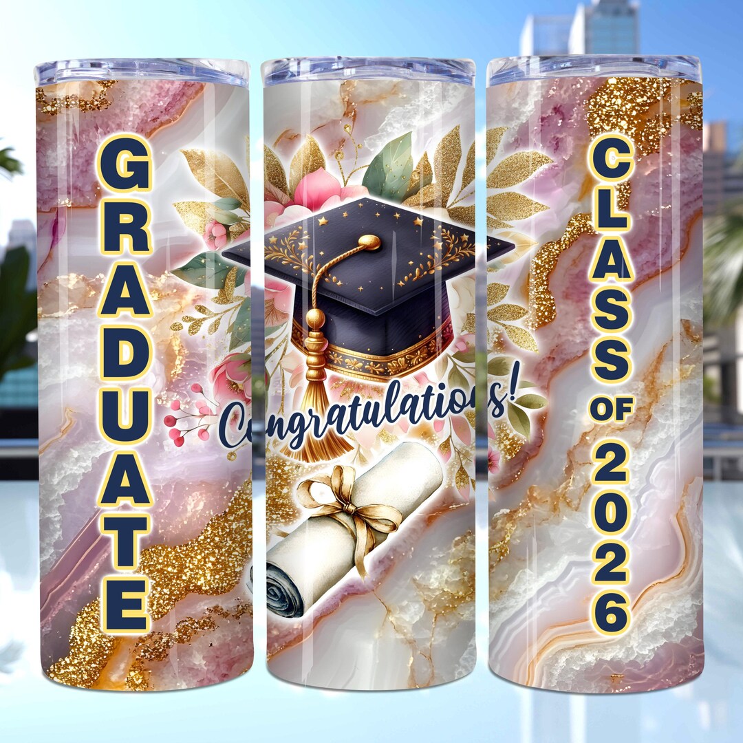 Floral Graduation Tumbler Wrap, Graduate Class of 2026 Tumbler Wrap ...