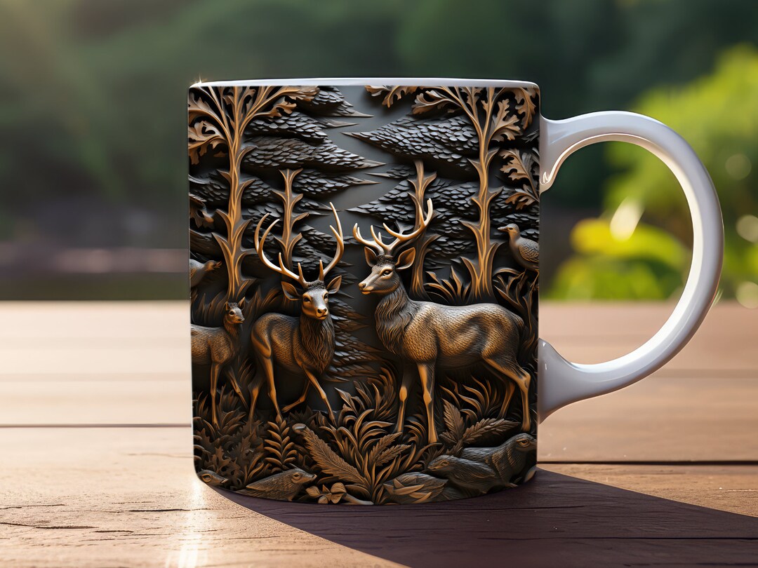 3d Deer Mug Wrap 11oz and 15oz Mug Template 3d Nature - Etsy