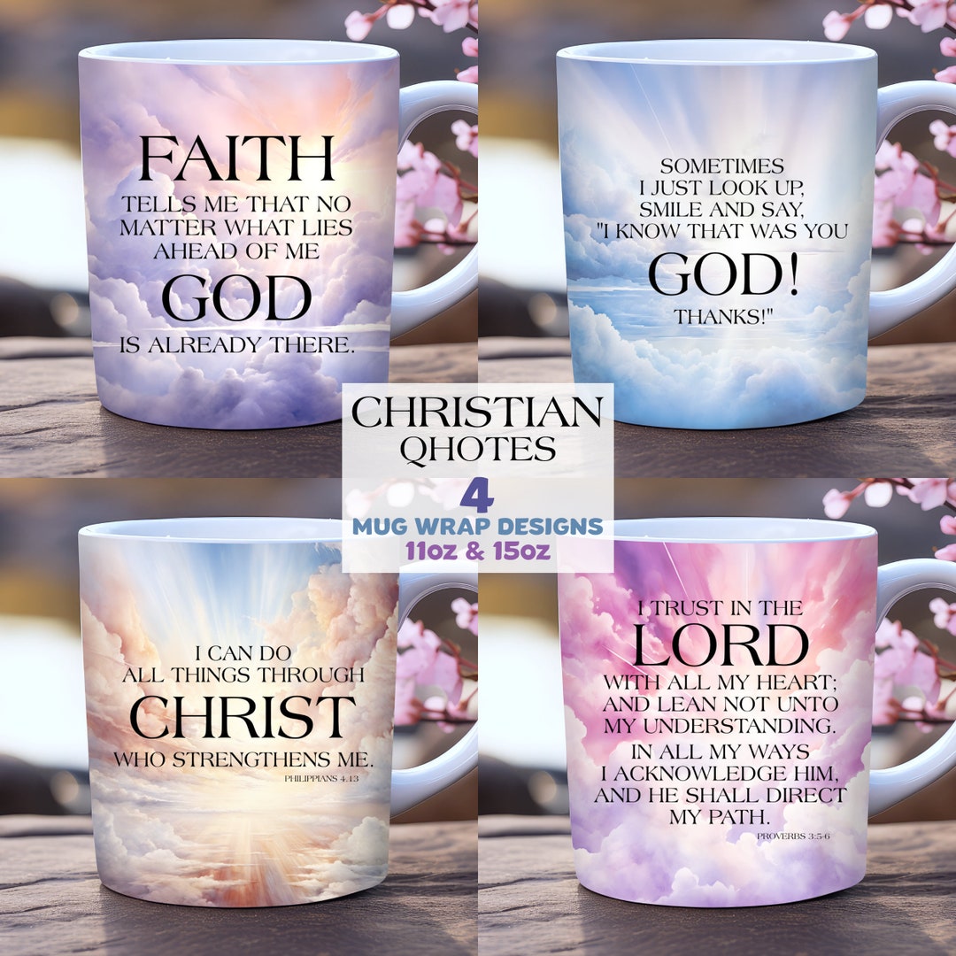 Christian Quotes Mug Wrap Bundle, 11oz and 15oz Mug Template, Faith Mug ...