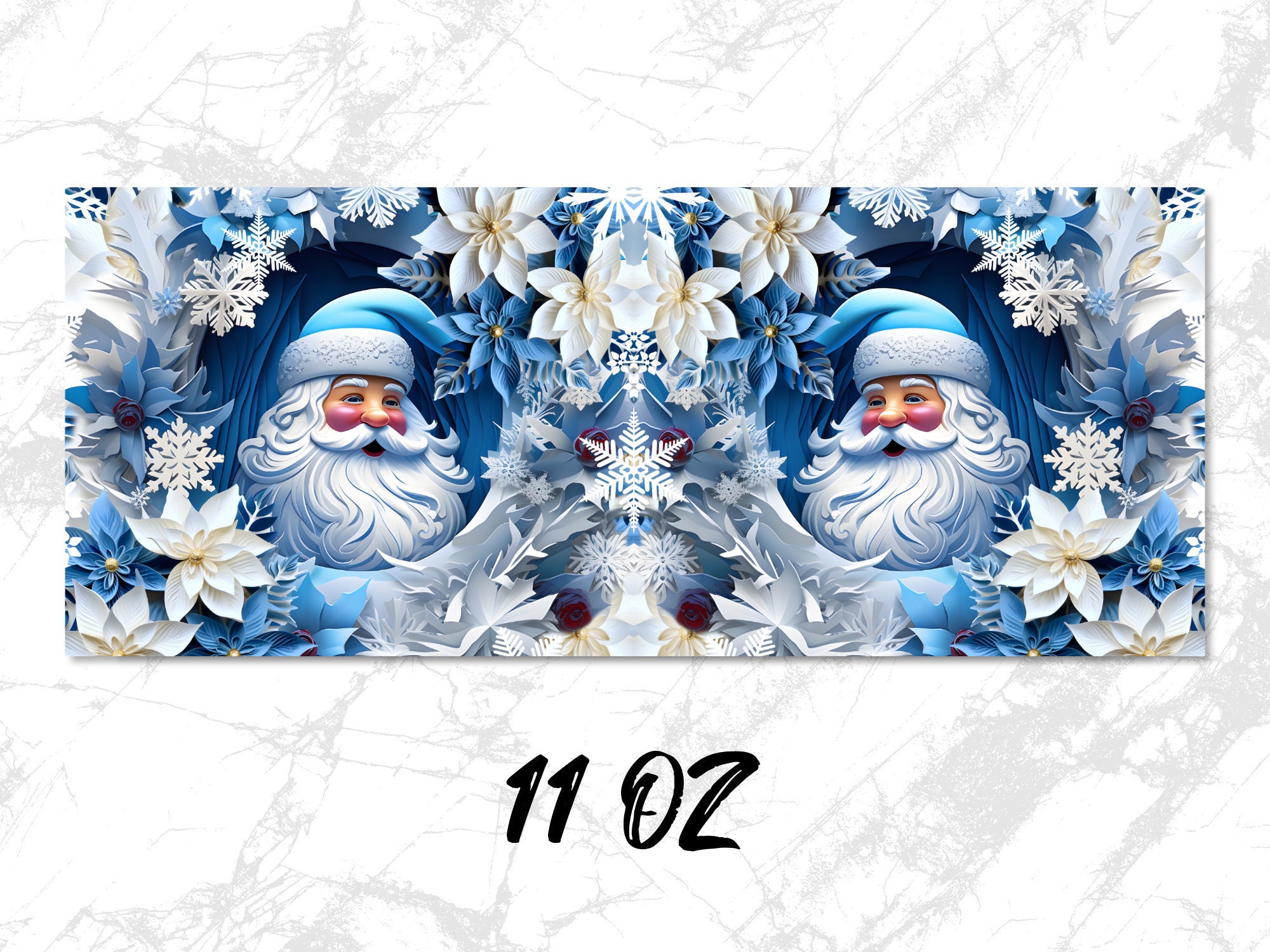 3d Santa Claus Mug Wrap, 3d Christmas Mug Wrap, Sublimation Design ...