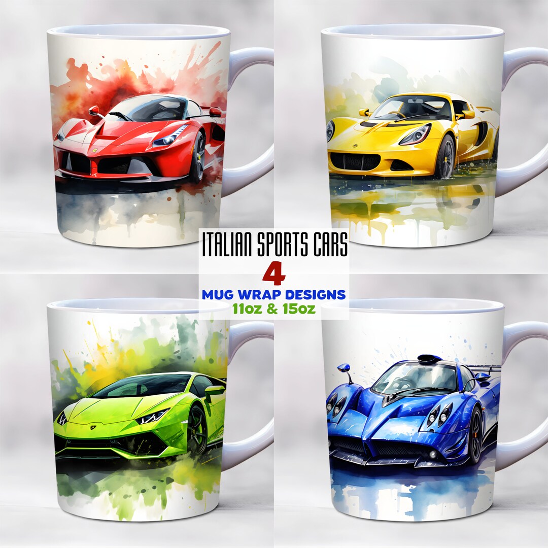 Italian Sports Car Mug Wrap Bundle PNG, 11oz, 15oz Mug Template, Racing ...