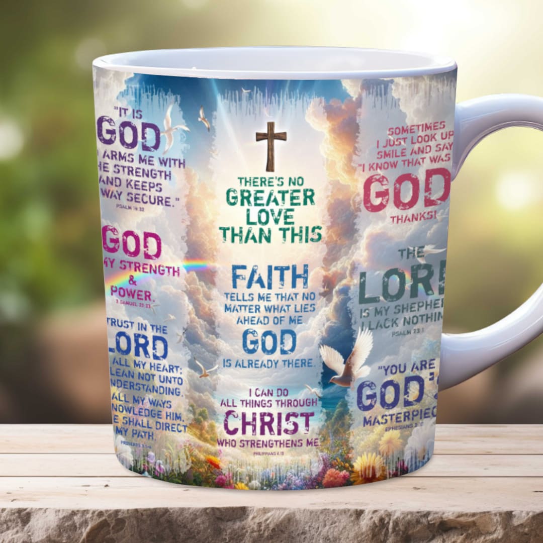 Christian Quotes Mug Wrap, 11oz and 15oz Mug Template, Faith Mug Wrap ...