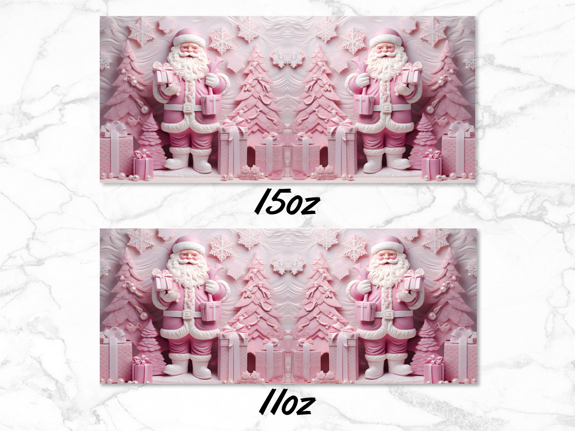 3d Pink Santa Mug Wrap Png, 3d Christmas Mug Wrap Png, Pink Mug Wrap ...