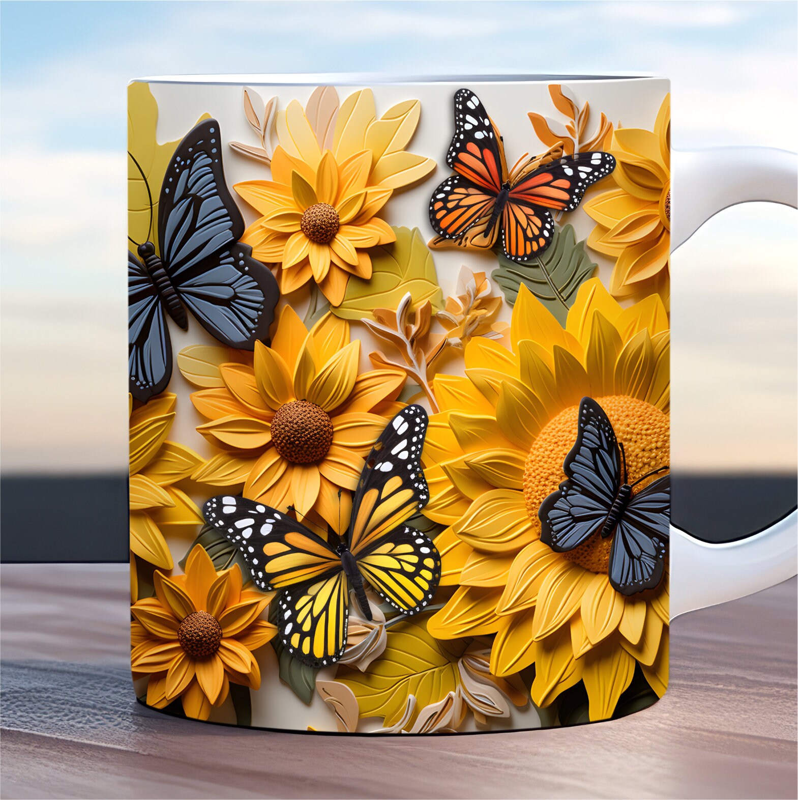 3d Sunflower Mug Wrap 3d Flower Mug Wrap 11oz and 15oz Mug - Etsy