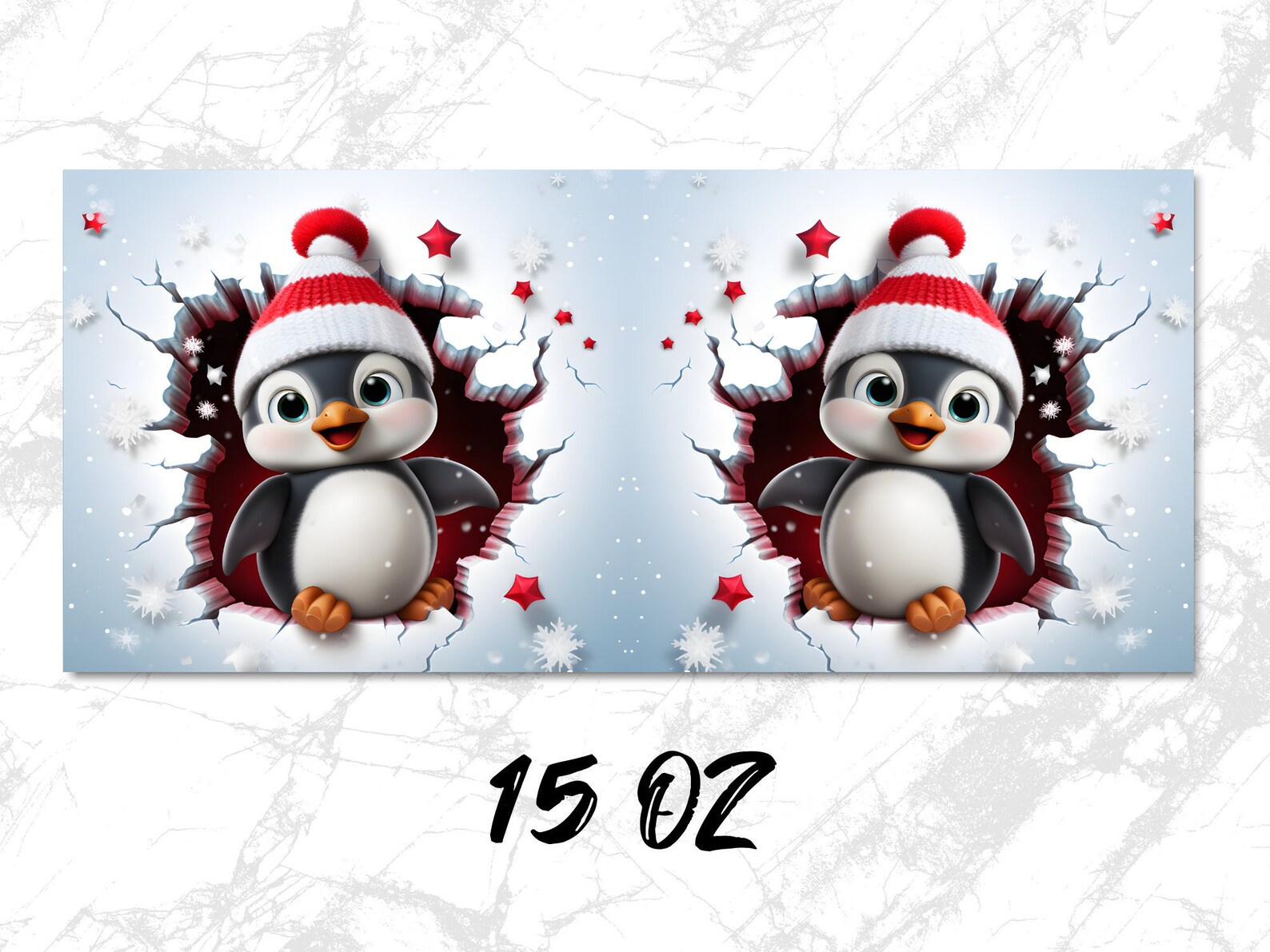 3d Cute Baby Penguin Mug Wrap Png, 3d Christmas Mug Wrap Png, Animal ...