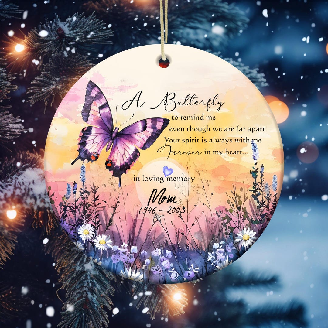 Butterfly Memorial Ornament PNG, Personalized Remembrance Ornament ...