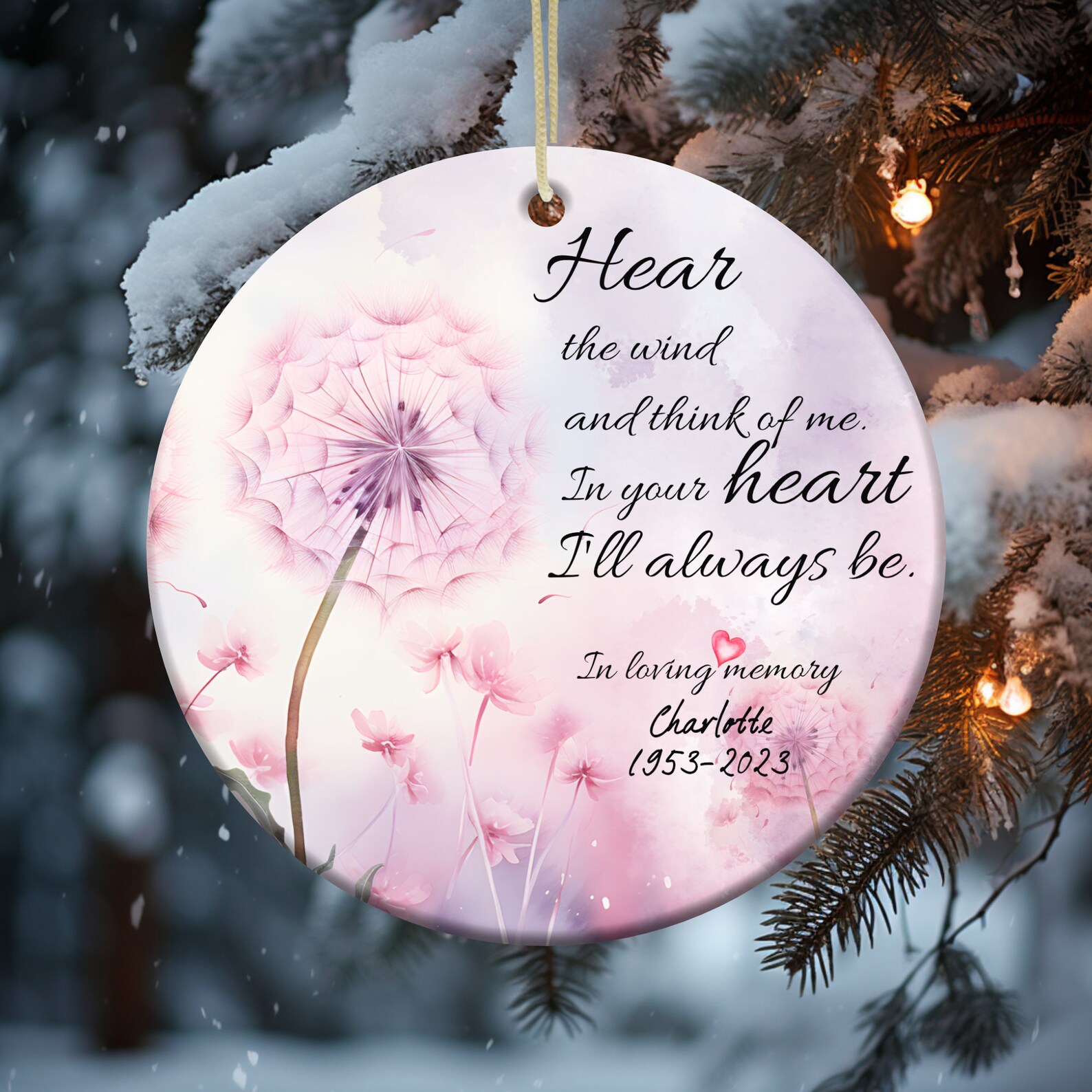 Dandelion Memorial Ornament PNG, Personalized Remembrance Ornament ...