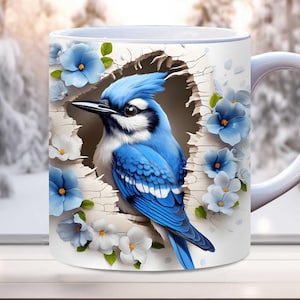 Blue Jay Mug Wrap, 11oz and 15oz Mug Wraps Template, Winter Mug Wrap ...