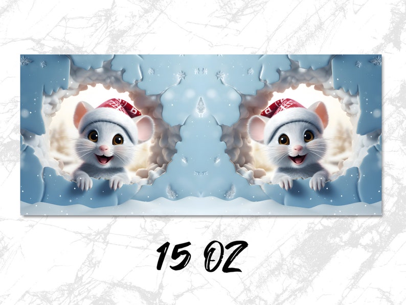 3d Cute Baby Mouse Mug Wrap Png 3d Christmas Mug Wrap Png - Etsy