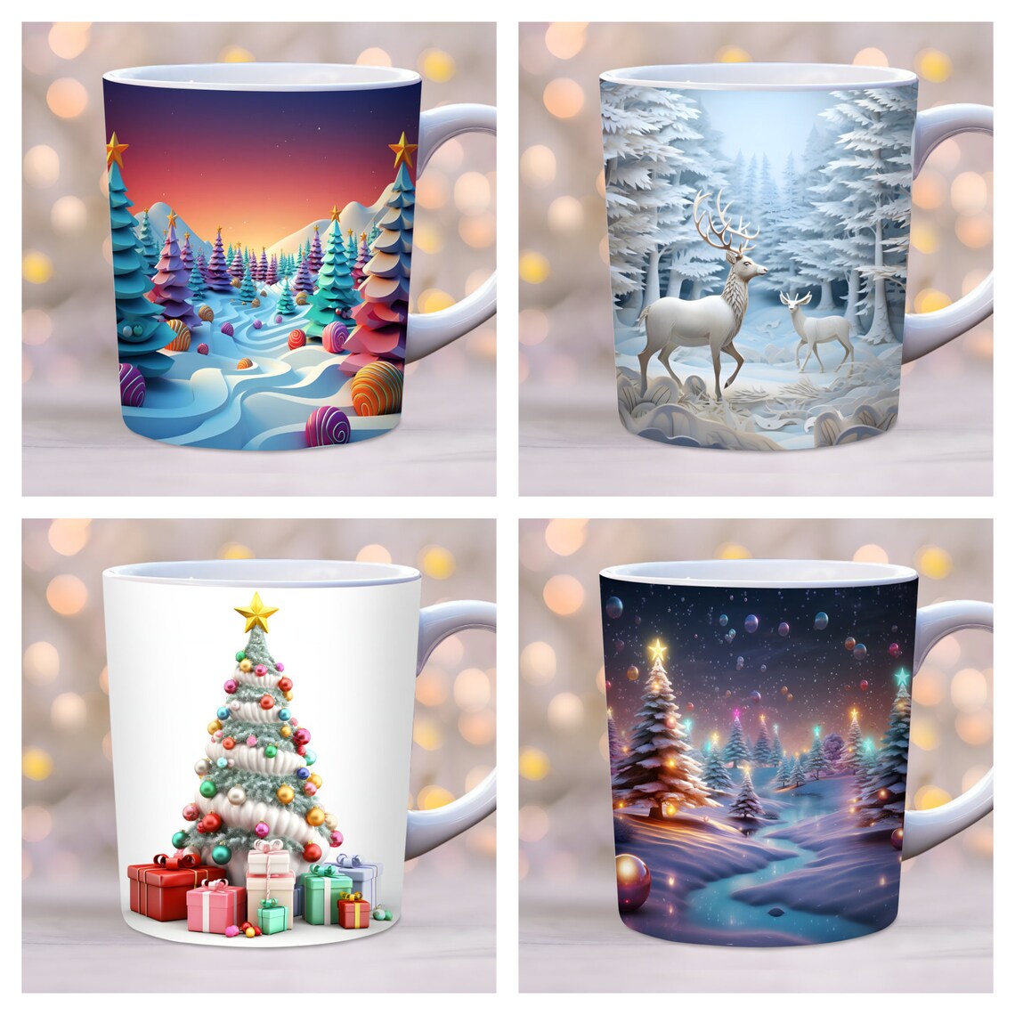 3d Christmas Mug Wrap Bundle 11oz and 15oz Mug Template - Etsy Canada