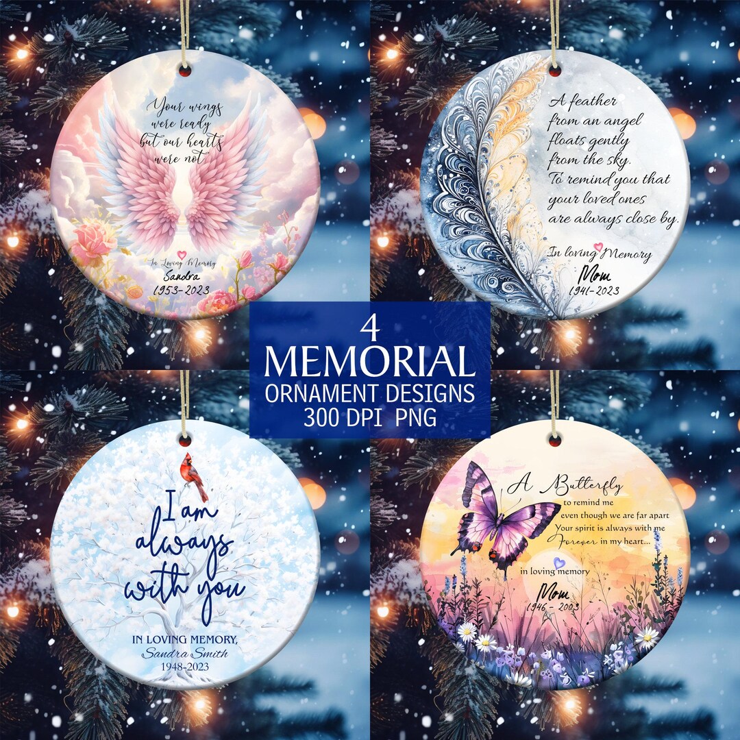 Memorial Ornament Bundle, Personalized Remembrance Ornament ...