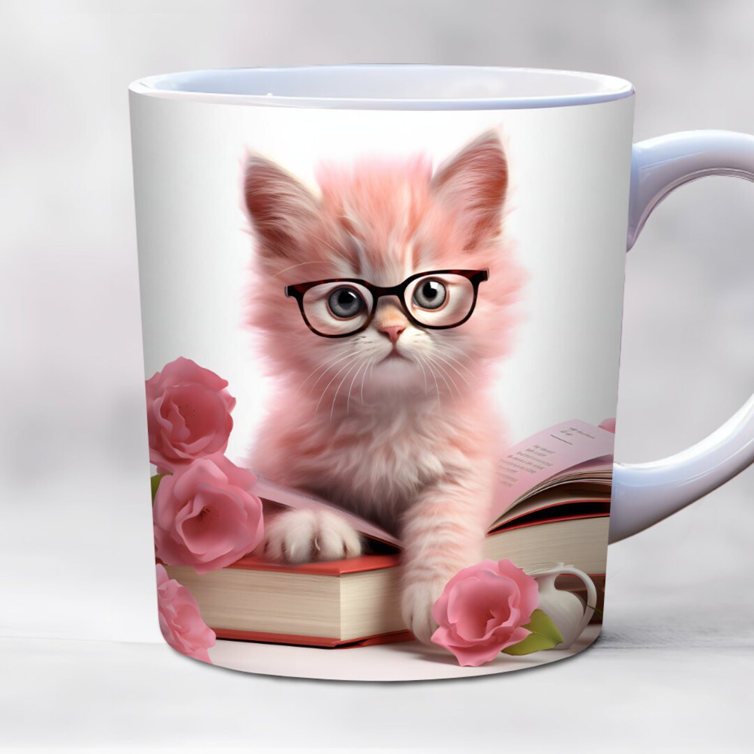 3d Baby Kitten Mug Wrap, 11oz and 15oz Mug Template, Teacher Mug Wrap ...