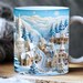 3d Winter Village Mug Wrap, 11oz and 15oz Mug Template, Winter Mug ...