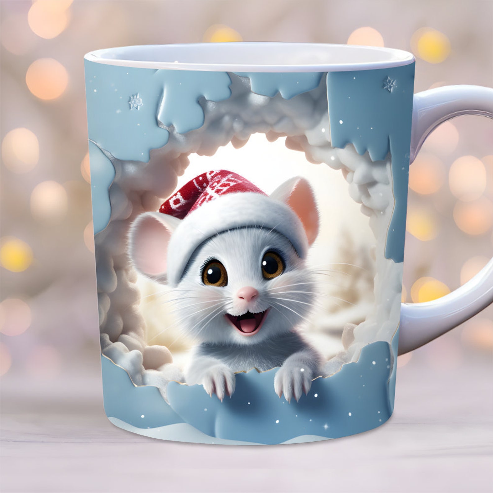 3d Cute Baby Mouse Mug Wrap Png, 3d Christmas Mug Wrap Png, Kids Mug ...