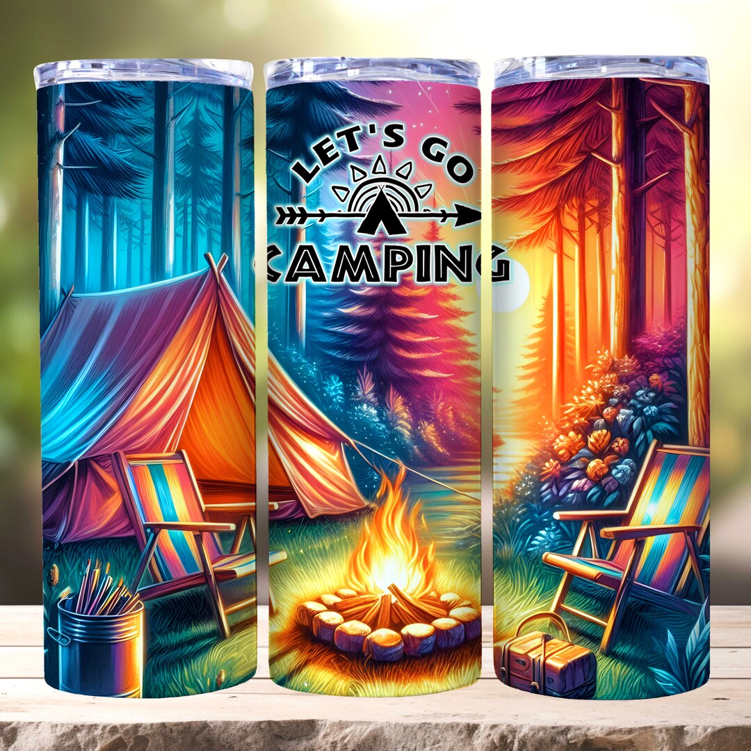 Camping Tumbler Wrap, Sublimation Design PNG, Digital Download, Summer ...