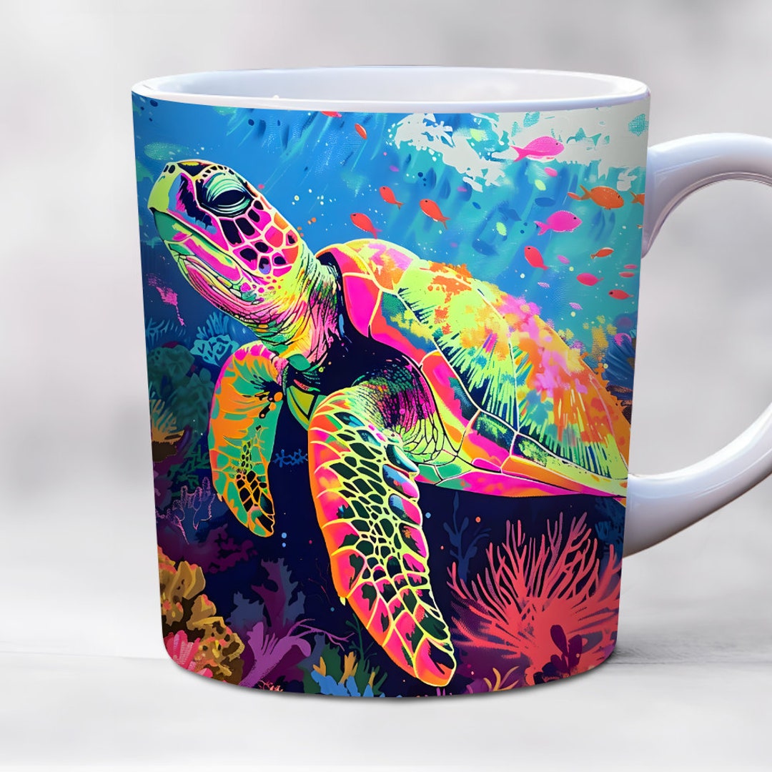 Sea Turtle Mug Wrap, 11oz and 15oz Mug Template, Mug Sublimation Design ...